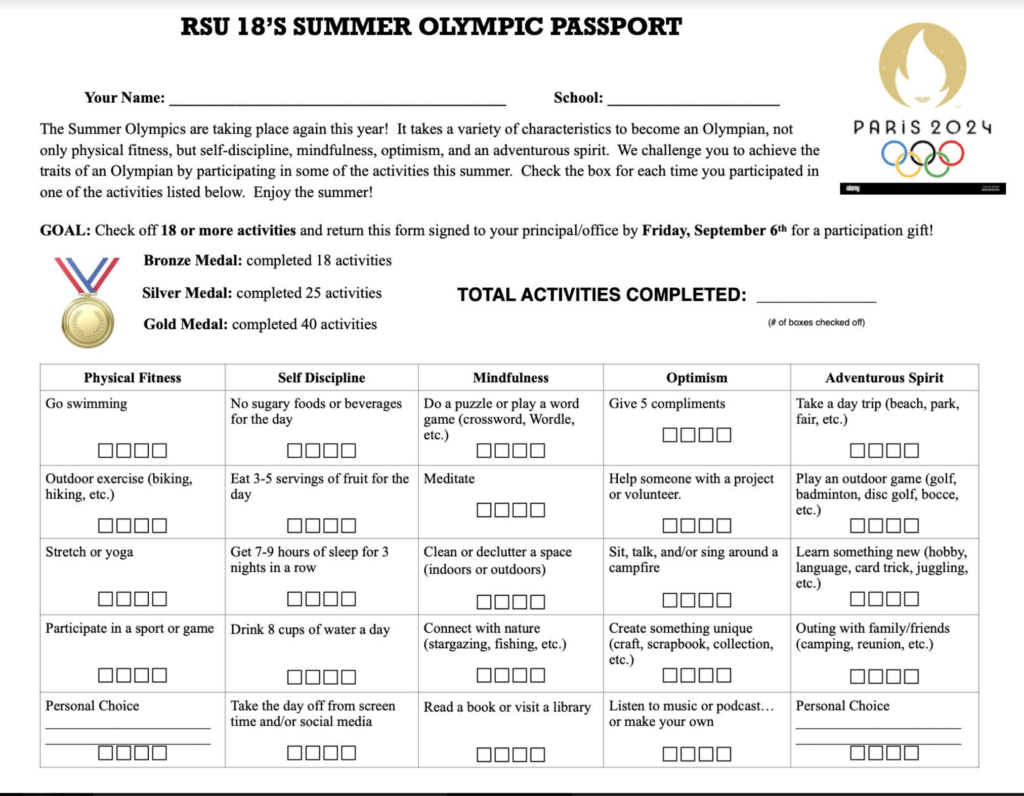 2024 Summer Olympic Passport - RSU 18 District